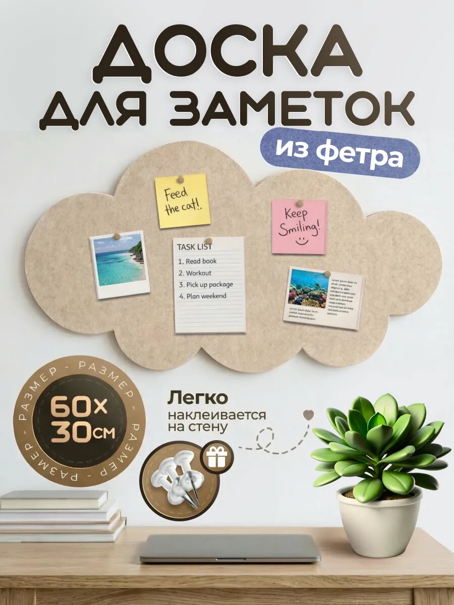 Доска мудборд для заметок и фотографий на стену