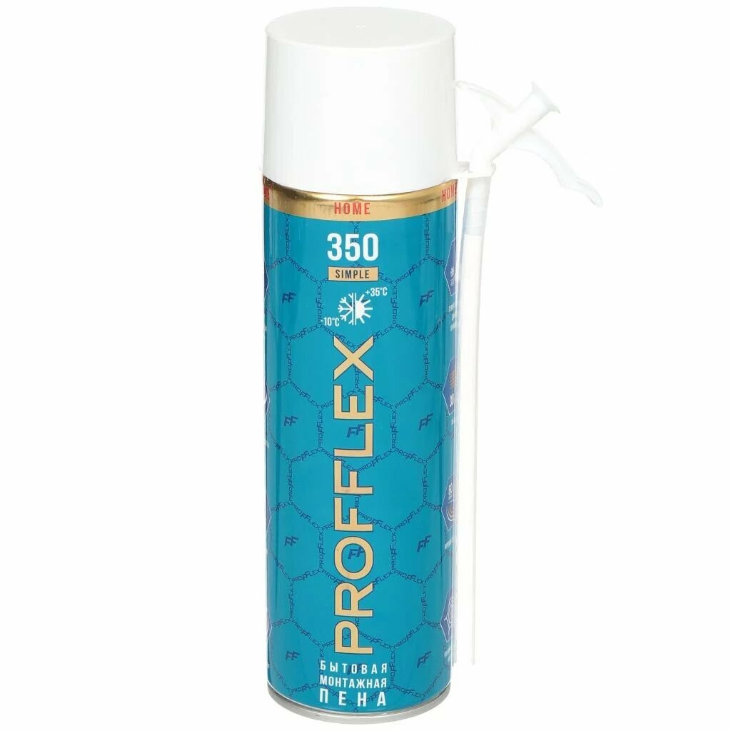 Пена монтажная Profflex Blue Simple бытовая всесезонная 30 л, 500 мл, 350 г. Универсальная для внутренних и наружных работ.