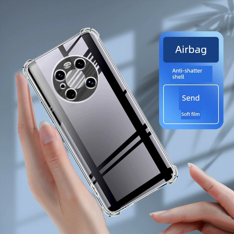 Прозрачный силиконовый чехол для Huawei Mate 40 Pro с воздушной подушкой защиты и защитной пленкой