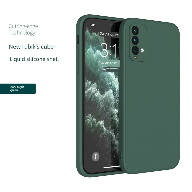 Силиконовый мягкий чехол с полным покрытием для Redmi Note 9 4G, темно-зеленый цвет