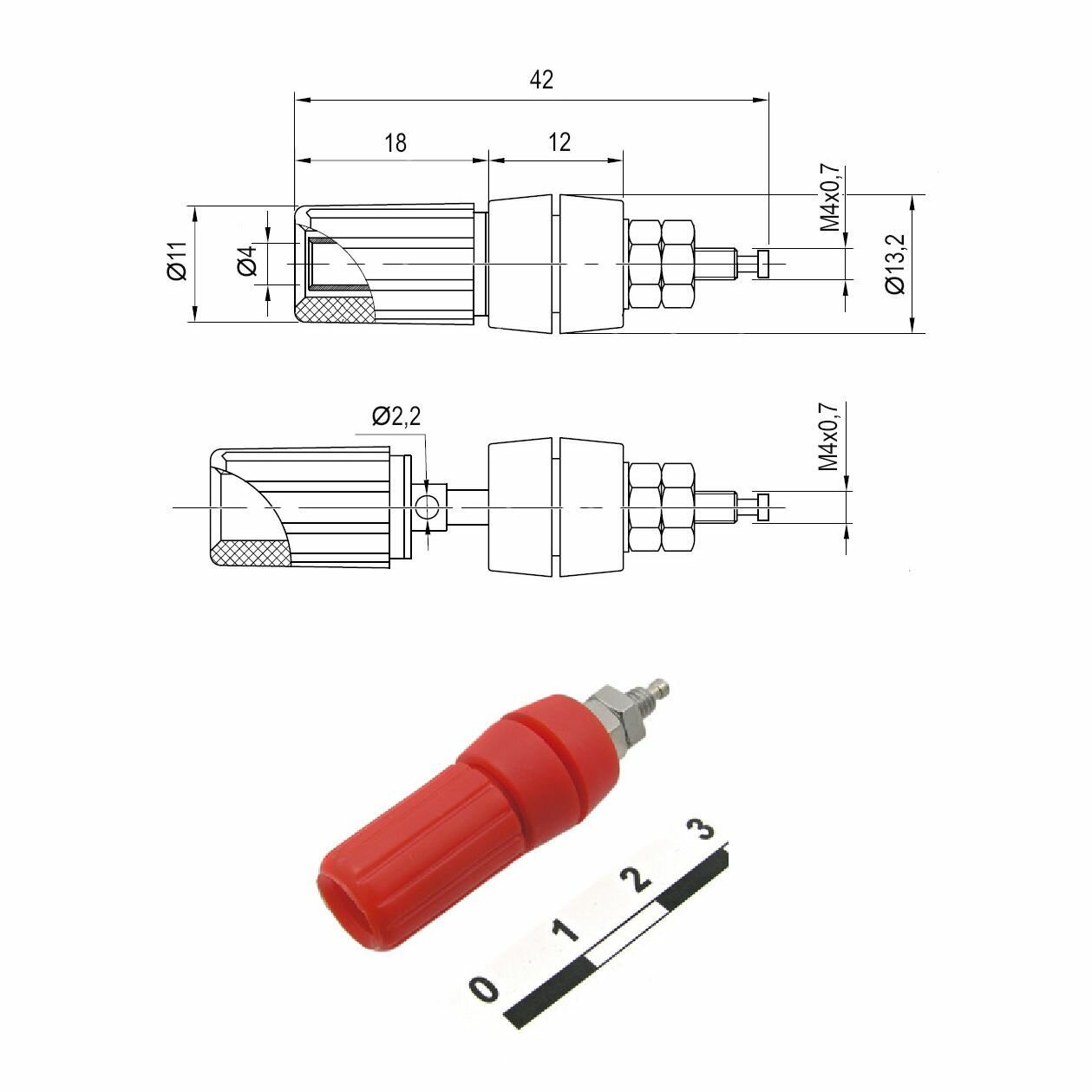 1 шт Гнездо Zinc red красный монтаж на гайку
