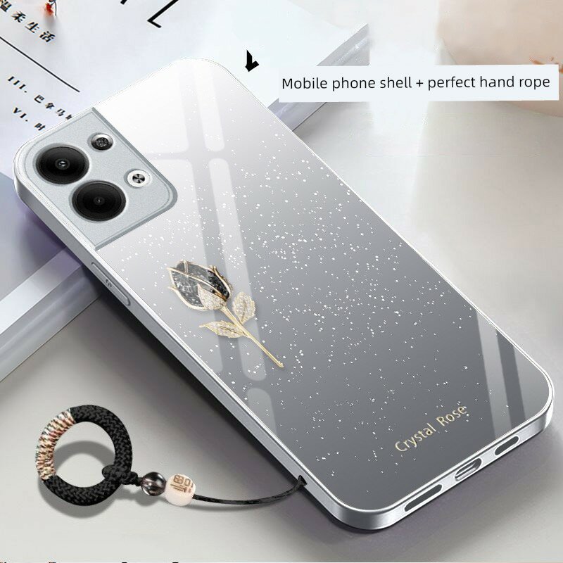 Серебристый корпус с узором тюльпанов для OPPO Reno8 Pro+ с шнуром