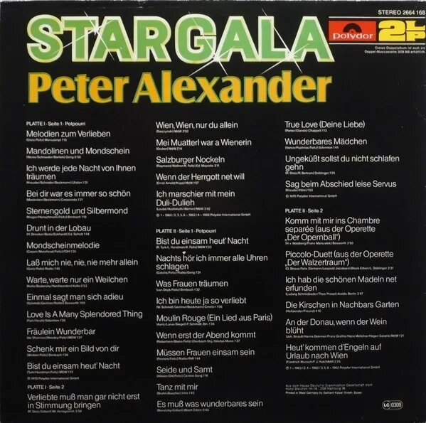 Peter Alexander - Stargala 2LP EX- — фото 1