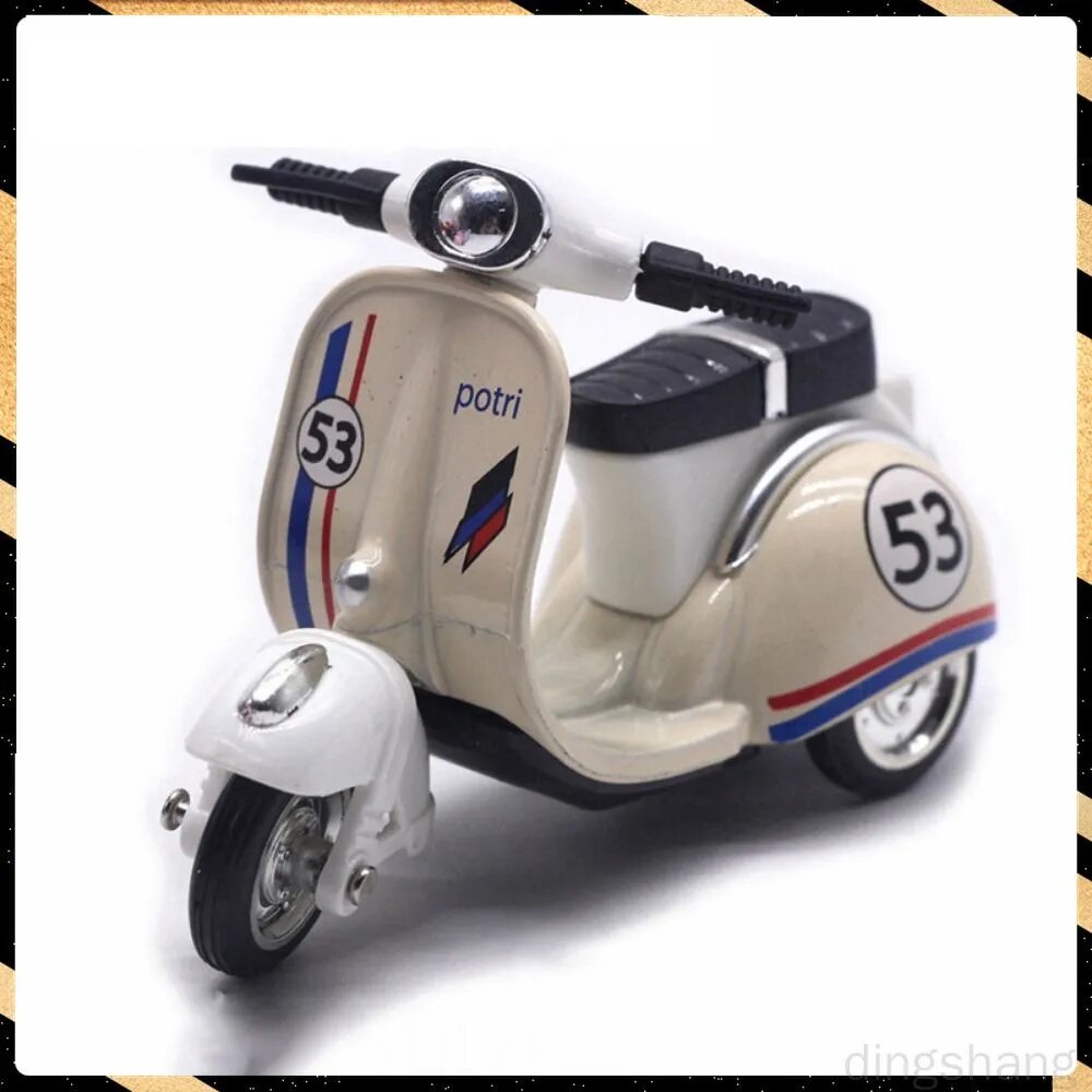 Модель мотоцикла Vespa 53, белого цвета, для детей от 3 до 5 лет, коллекционная металлическая игрушка