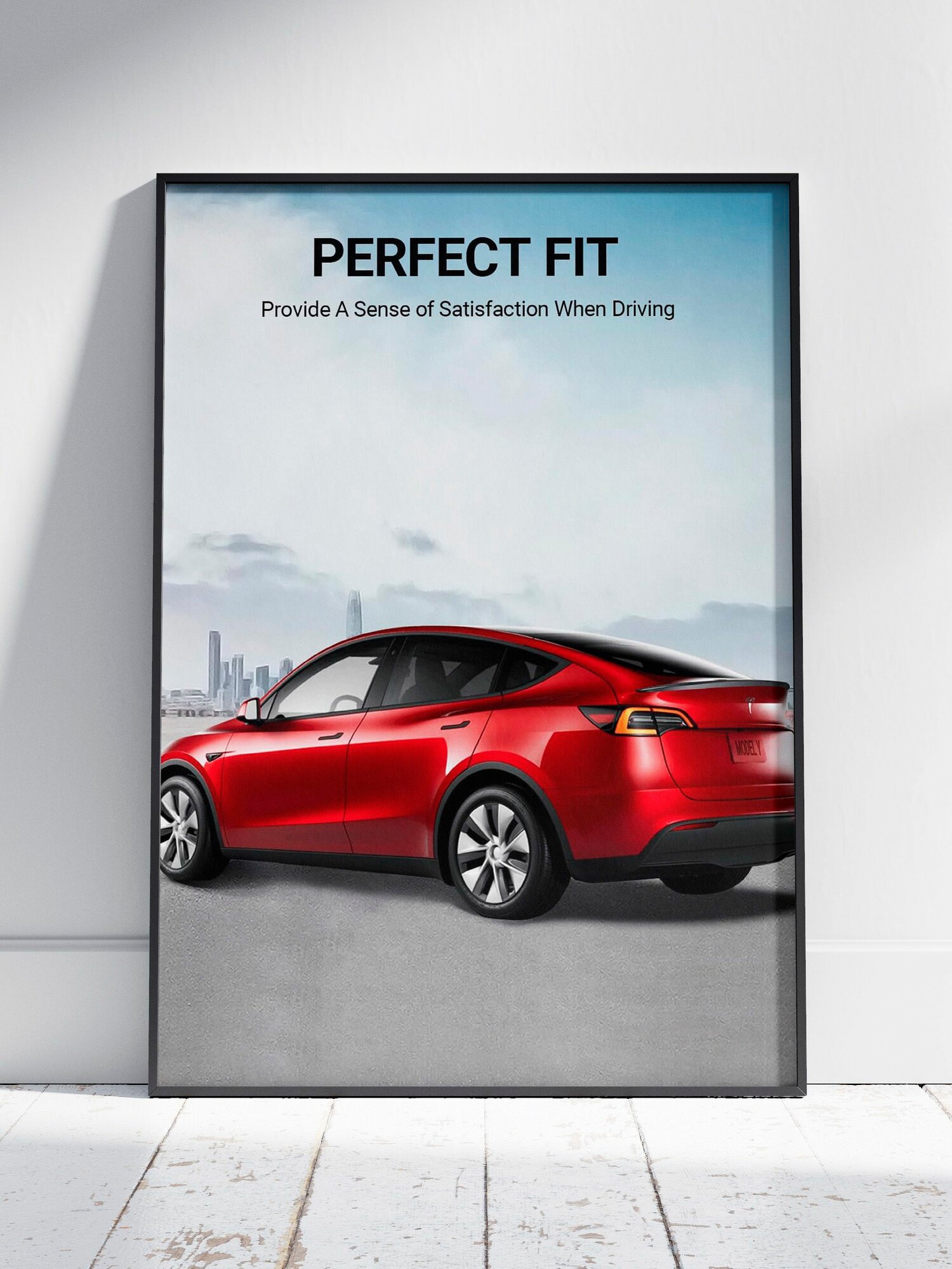 Плакат на стену для интерьера Авто и Мото (Тесла Модель Y Перформанс - Tesla Model Y Performance) - Постер по транспорту формата A4 (21x30 см)