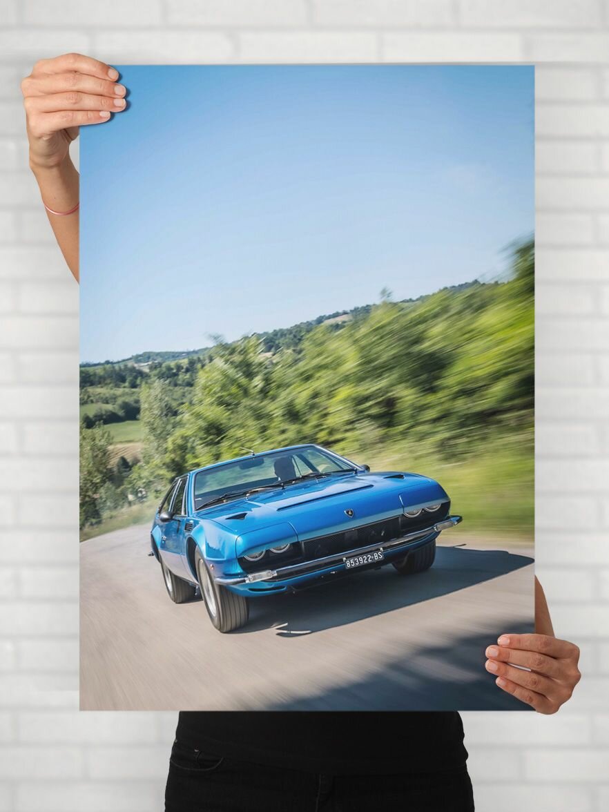 Плакат на стену для интерьера Легенды Авто (Ламборгини Харама - Lamborghini Jarama 2) - Постер по машине формата A2 (42x61 см)