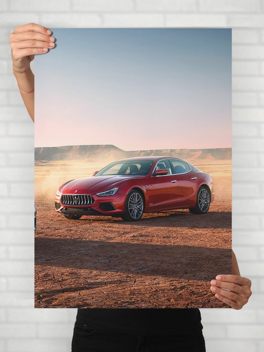 Плакат на стену для интерьера Легенды Авто (Мазерати Гибли - Maserati Ghibli 2) - Постер по машине формата A2 (42x61 см)