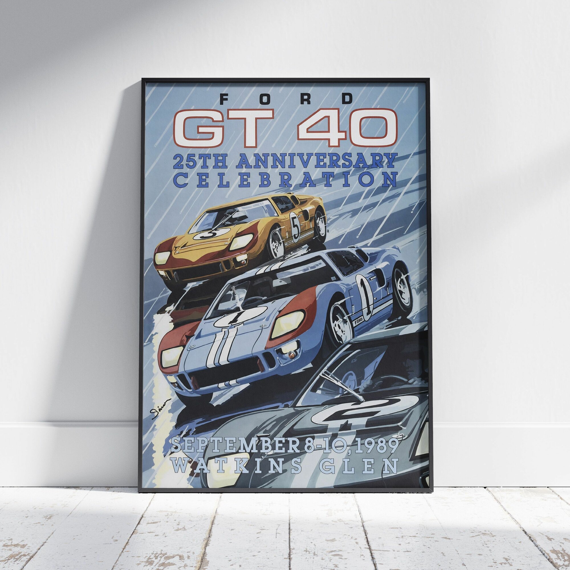 Плакат на стену для интерьера Спорткар (Ford GT40 1) - Постер по спортивным гоночным машинам автомобилям формата А3 (30x42 см)