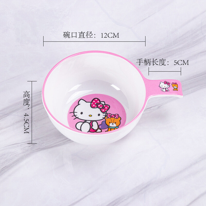 Столовая тарелка для семейного обеда Hello Kitty, милая миска, мультяшный детский набор посуды, миска для риса, тарелка для овощей.
