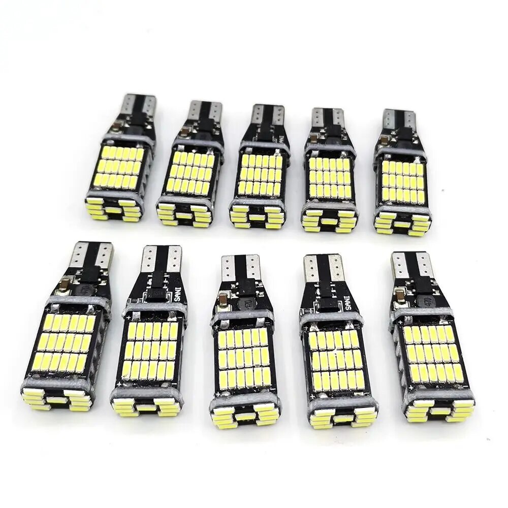 10 шт. Автомобильная светодиодная лампа T15 W16W 4014 45SMD W5W Светодиодный сигнальный светильник Супер яркий белый Canbus без ошибок DC12V Парковочные задние фонари заднего хода