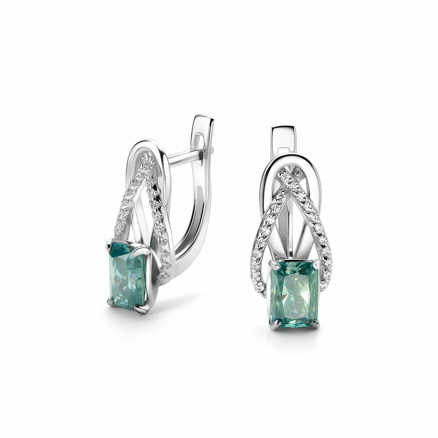 Серьги, серебро, 925 проба, родирование, фианит
