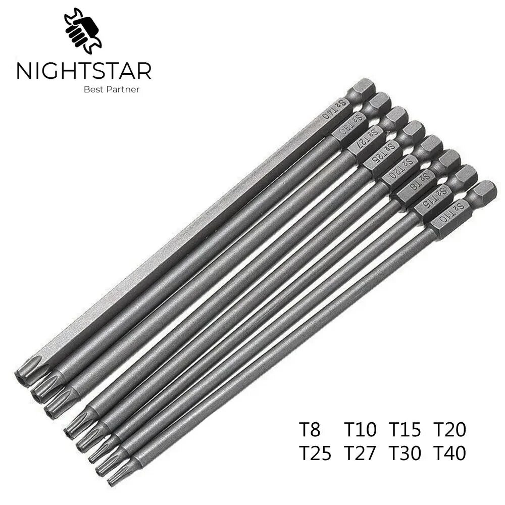 Набор бит для отвертки Krachtige Torx 8 шт. T8-T40