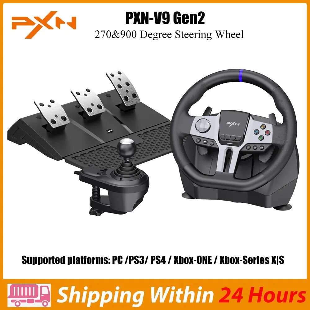 PXN V9 Gen2 Гоночное рулевое колесо 270 / 900 Вибрационные игры рулевое колесо для PS4, PC, PS3, Xbox Series X.S, Xbox One