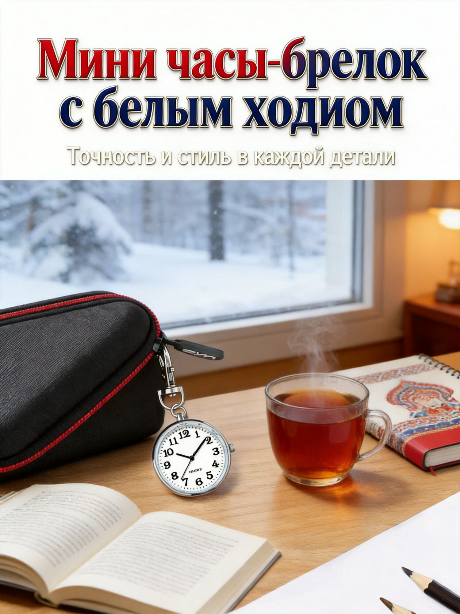 Мини брелок-часы с бесшумным ходом, кварцевый механизм и круглый циферблат — металлический портативный аксессуар для подарка