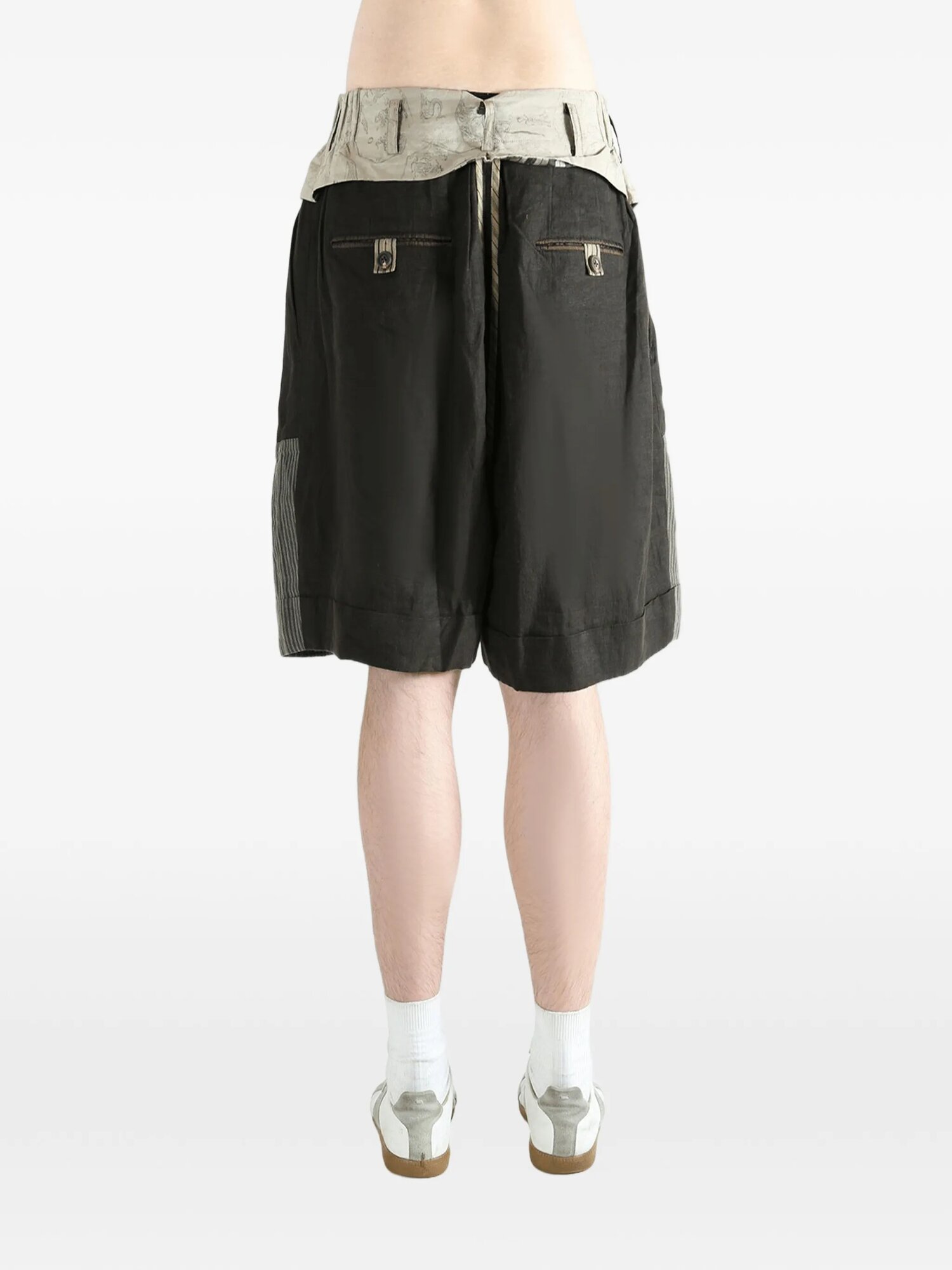 Шорты Ziggy Chen Panelled linen shorts, размер 46, green — фото 1