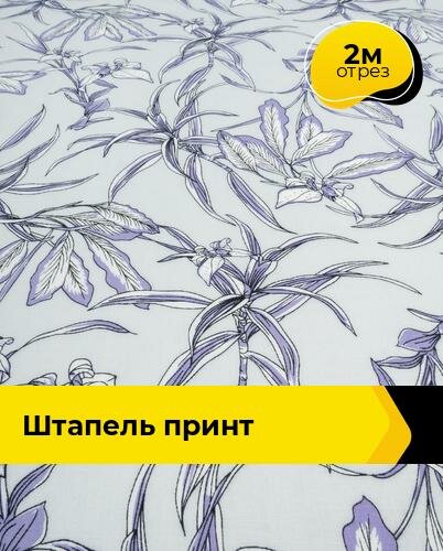 Ткань Штапель принт для шитья и рукоделия, отрез 2 м*142 см, цвет мультиколор
