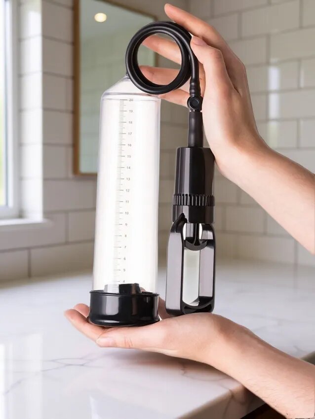 Вакуумная помпа ToyFa 769007 для увеличения члена, с эрекционными кольцами, черная