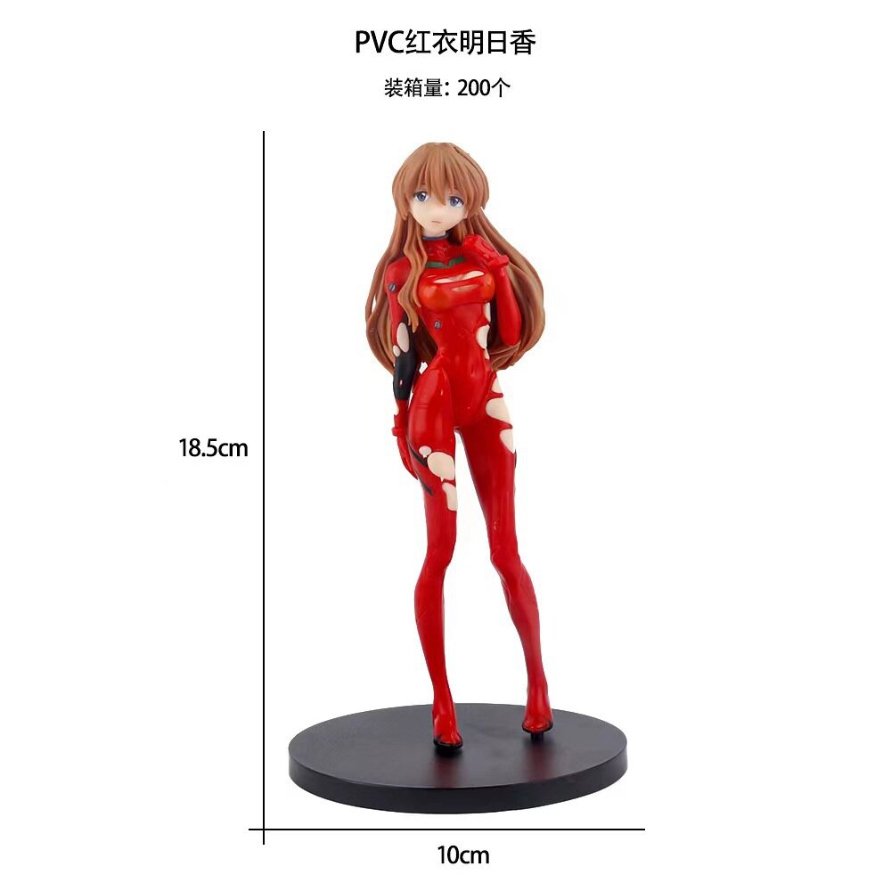 Фигурка Асуки Рей Аянами из аниме Bishoujo Series EVA с длинными волосами и в красном платье, в красном платье, высота около 18 см.