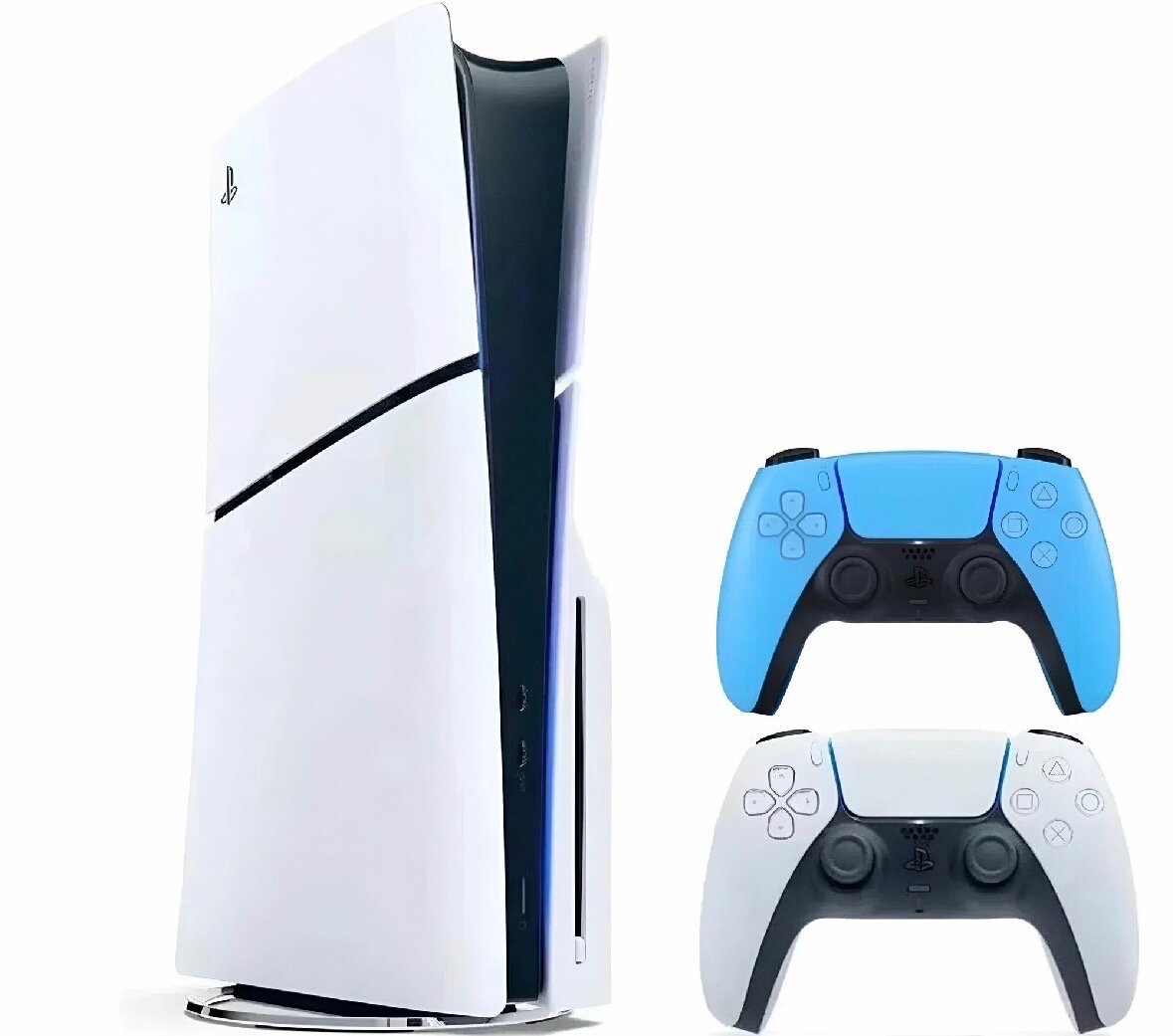 Игровая приставка Sony PlayStation5 Slim, с геймпадом голубым, дисковод, 8К, SSD 1Тб