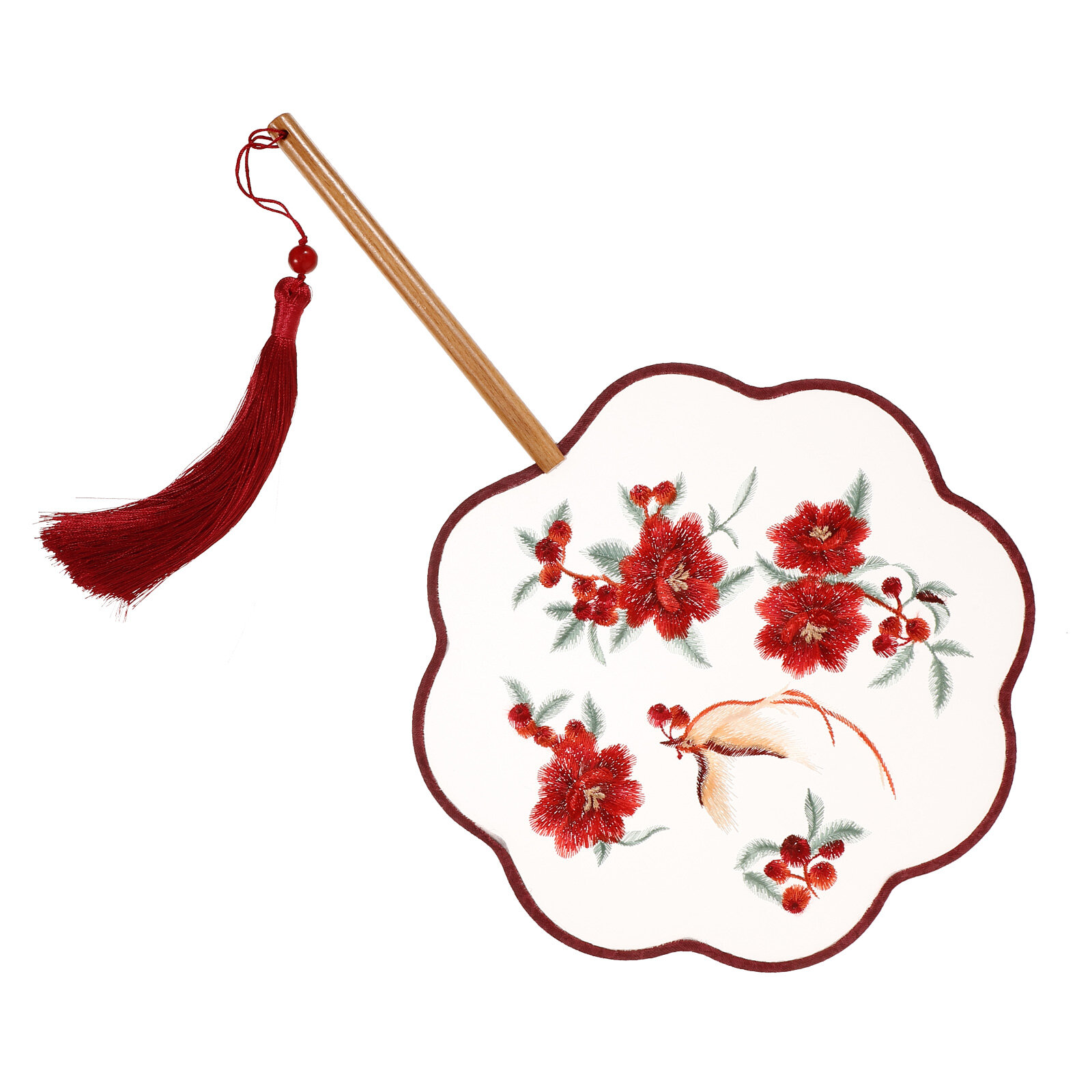 Декоративный Китайский Веер, Круглый, С Вышивкой, Из Натурального Шелка, 1 Шт