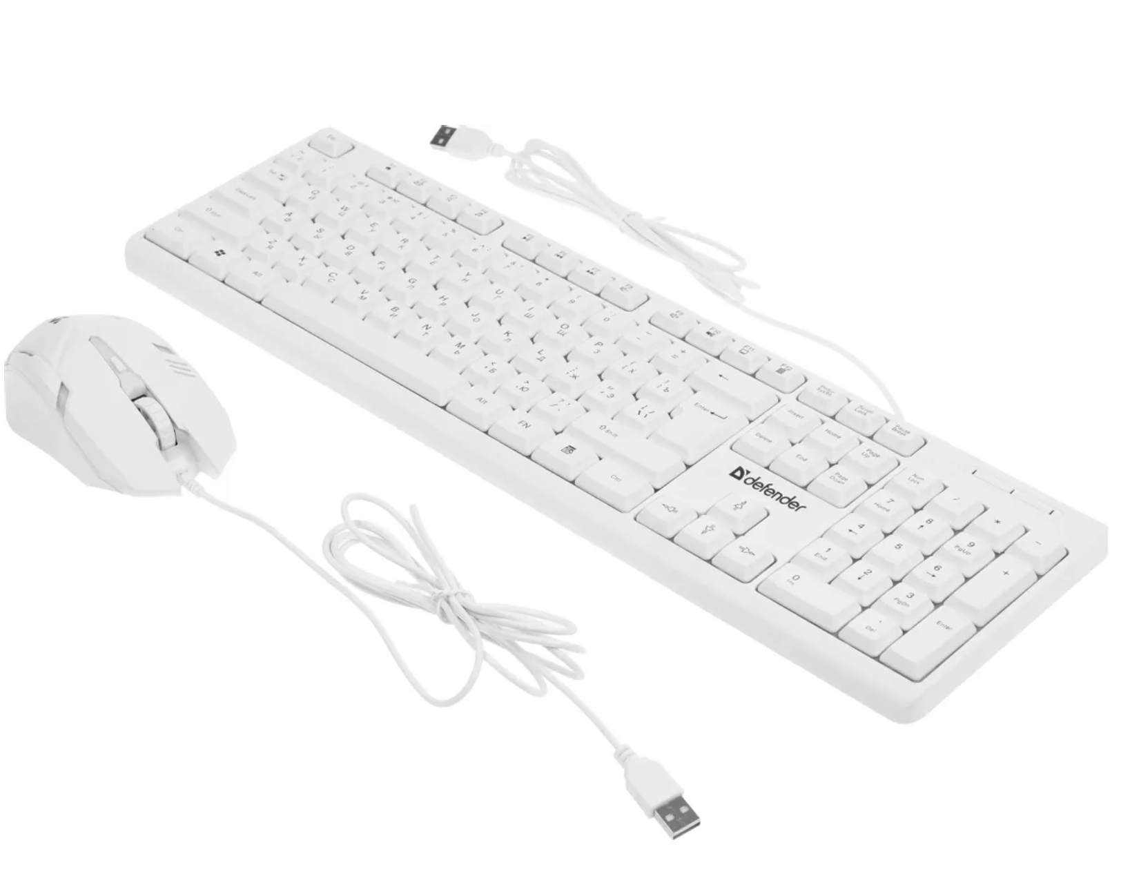 Комплект (клавиатура+мышь) Defender Motion C-977, USB 2.0, проводной, белый, (45977)