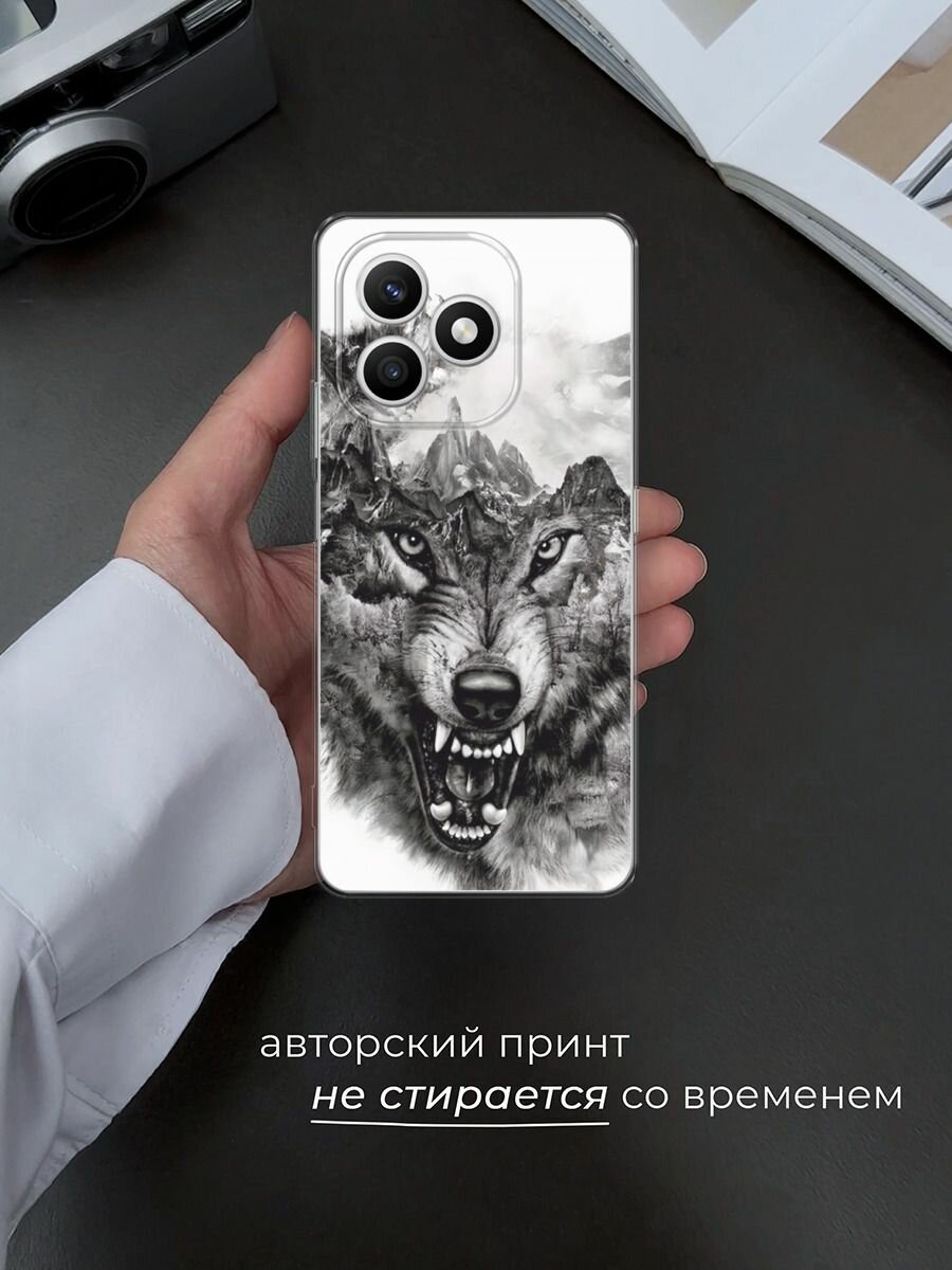Силиконовый чехол на Honor X8d / Хонор X8d с принтом Волк в горах — фото 1