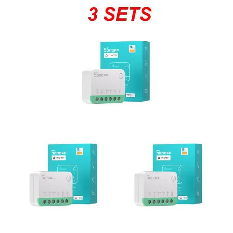 SONOFF MINIR4M Matter WiFi Миниатюрный умный выключатель с раздельным реле Умный дом Таймер Совместим с Alexa, Google Home Assistant, SmartThings - 3 штуки