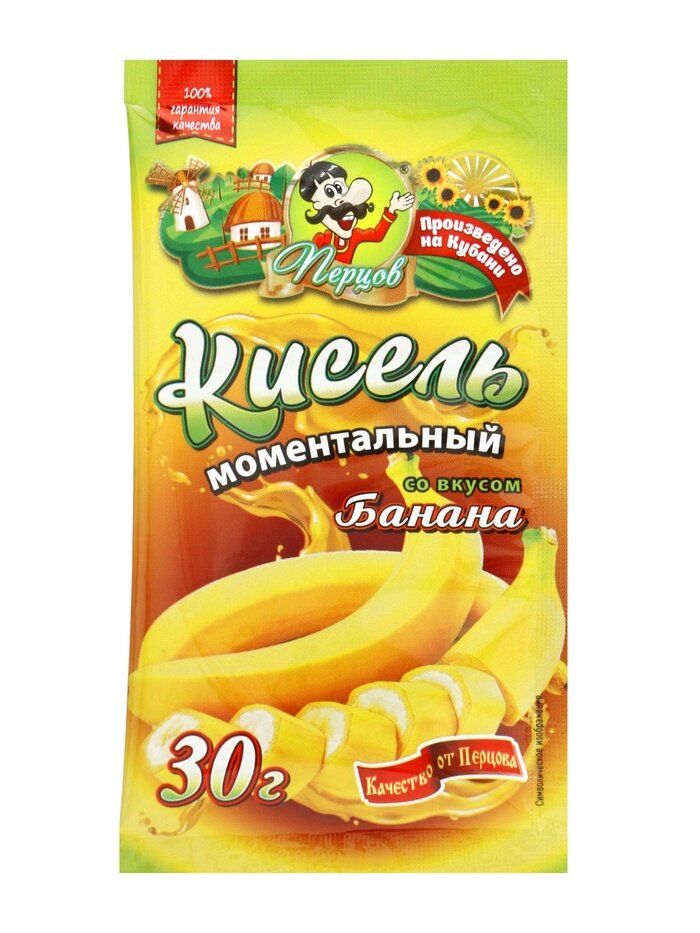Кисель Перцов "Банан", моментальный, без сахара, 30г, на 150 мл