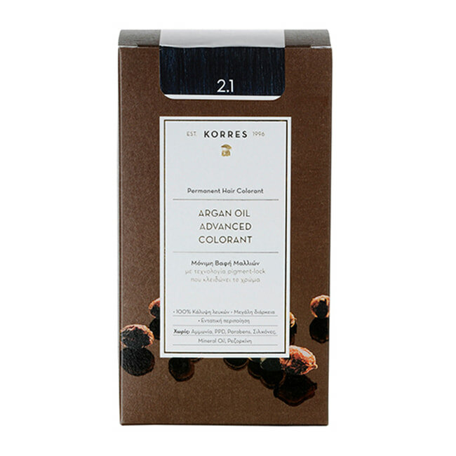 Краска для волос Korres Argan Oil, оттенок 2.1 Blue Black, 50 мл