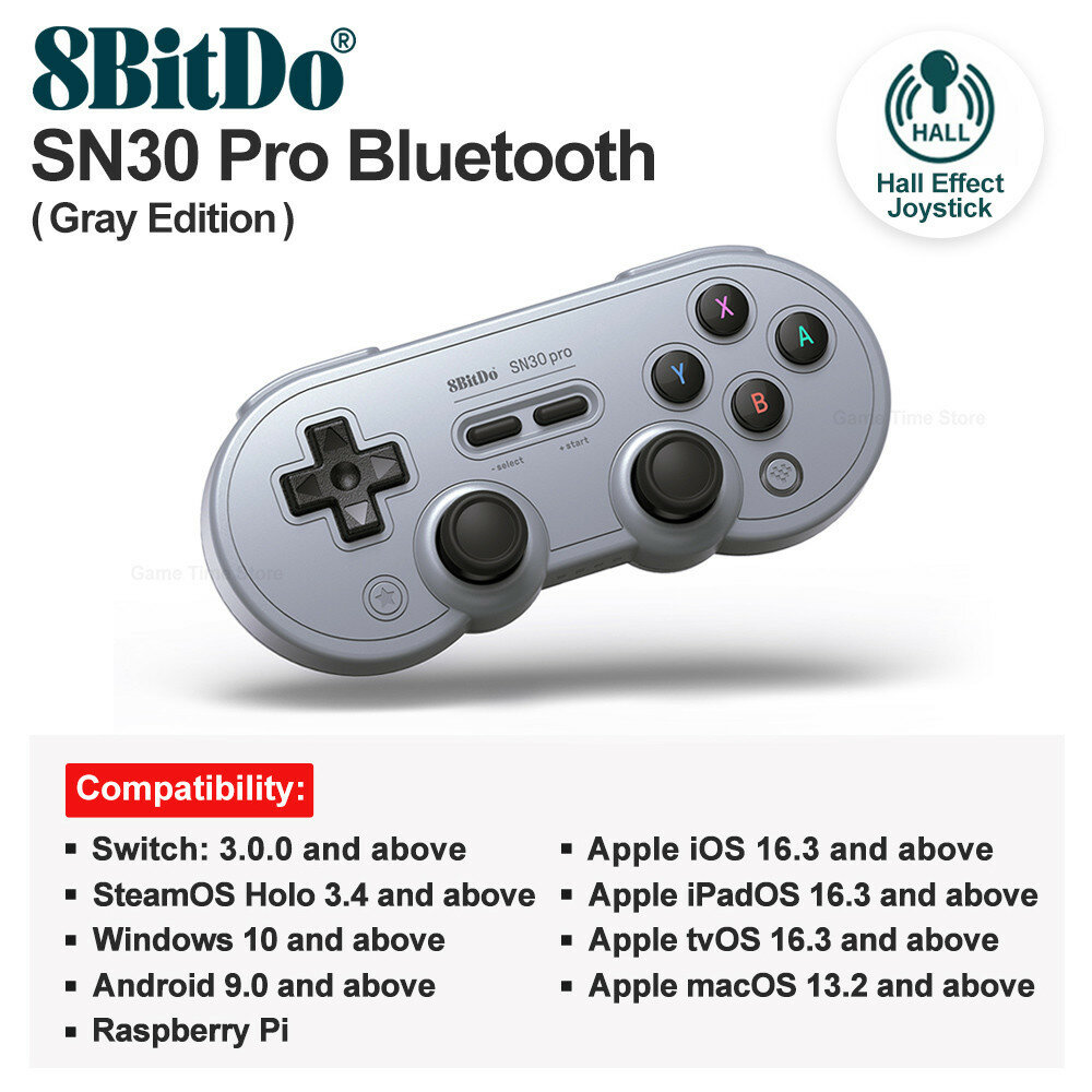 Геймпад 8Bitdo SN30 Pro, для Switch, PC, Steam, Android, iOS, беспроводной, с холл-эффектом