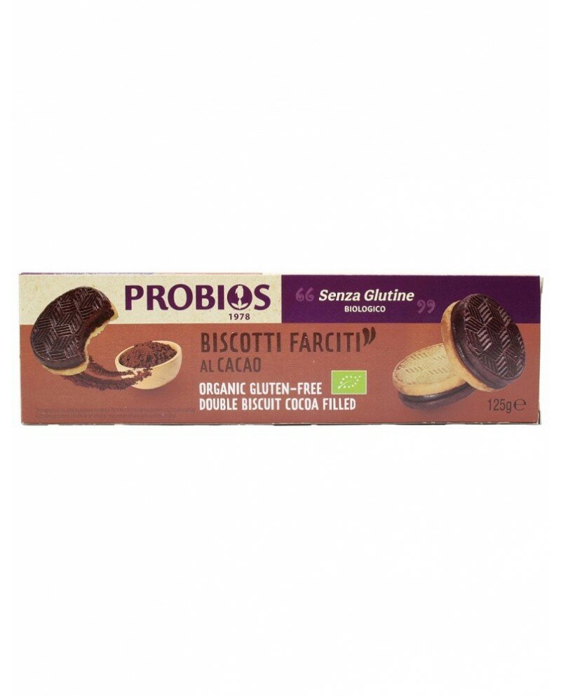 Органическое печенье с какао начинкой, без лактозы и яиц, Gluten Free 125гр.