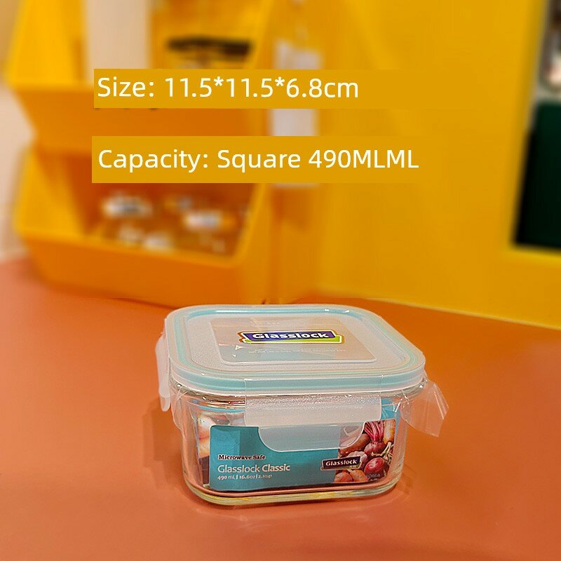 Стеклянный квадратный контейнер Glasslock для хранения масла, объем 490 мл, вместимость 200 г масла, герметичная