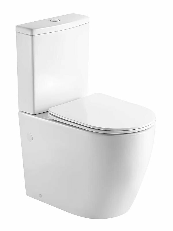 Унитаз-компакт напольный AZARIO Luma AZ-1253ST с микролифтом, безободковый, антивсплеск, фаянсовый, белый, глянцевый, овальный, с нижним подводом, сиденье для унитаза в комплекте