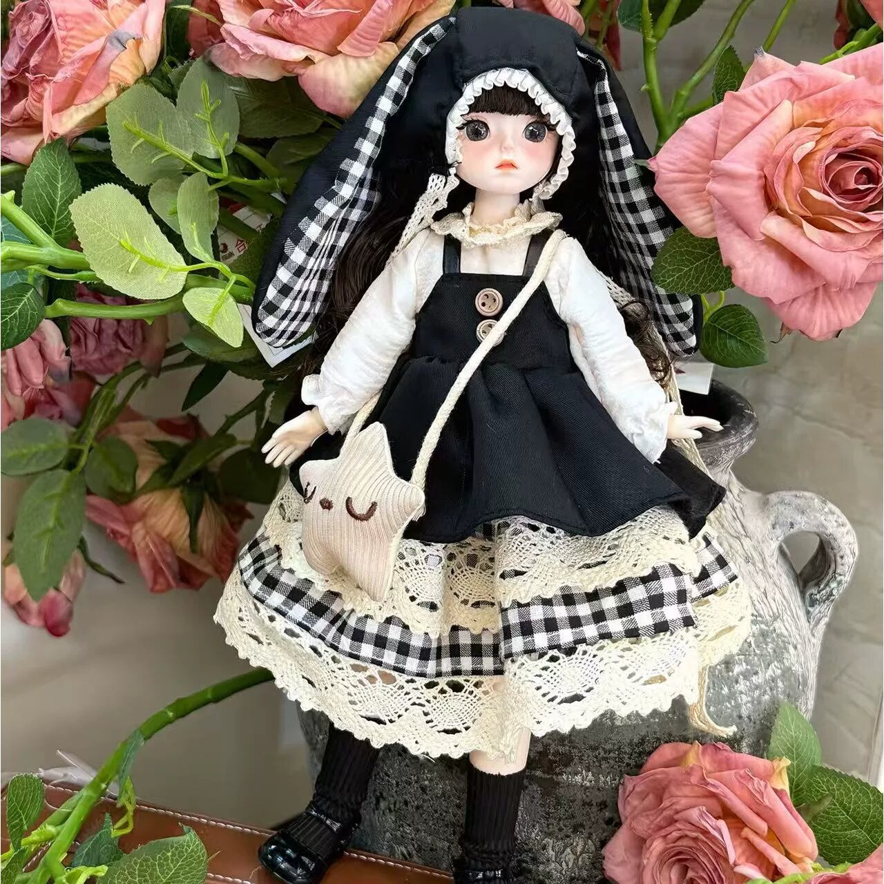 30 см виниловая кукла BJD с костюмом лоп-ухого кролика, обувью и очками, подарок для девочек на день рождения
