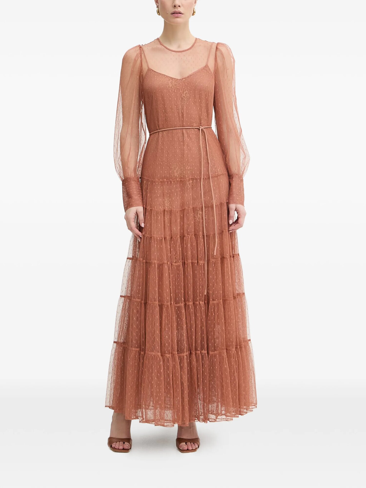 Платье Lace-overlaid tiered dress