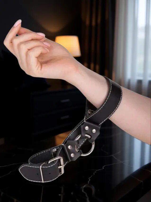 Наручники Sitabella 3066, натуральная кожа, длина 29см, черные
