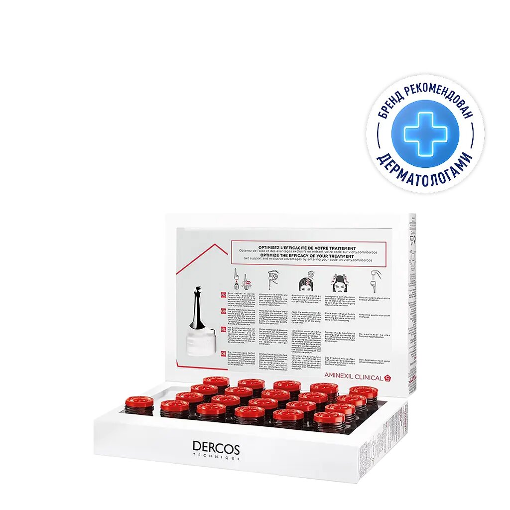Vichy Dercos Aminexil Intensiv 5 cредство против выпадения волос для женщин ампулы 21 шт