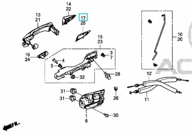 Сиденье, наружн. ручка прав. задн. двери (B); Артикул Honda/Acura: 72644TZ3A01 (Оригинал)