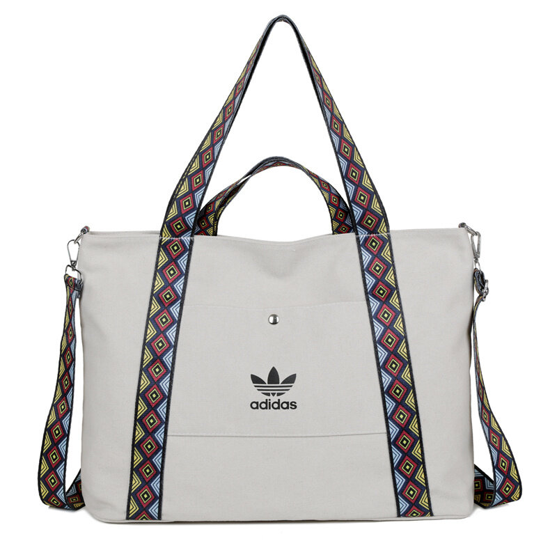 Сумка-тоут Adidas "White Canvas", женская, холщовая, из канваса, с молнией