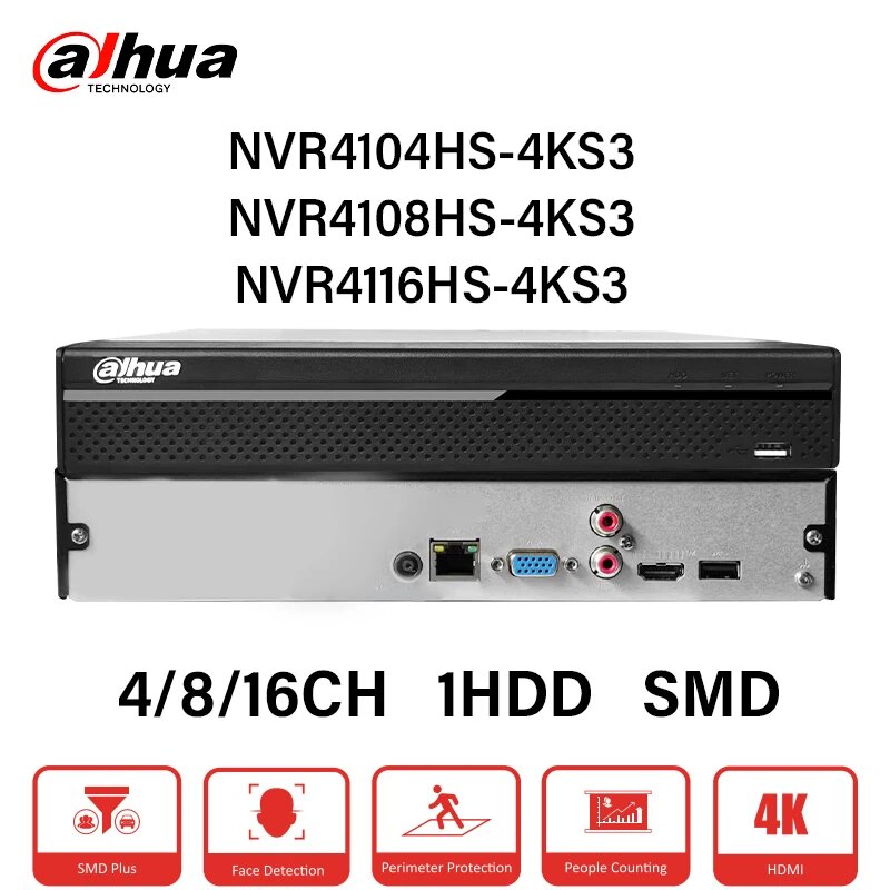 Dahua NVR4108HS-4KS3, 16CH, без HDD, AU-штекер