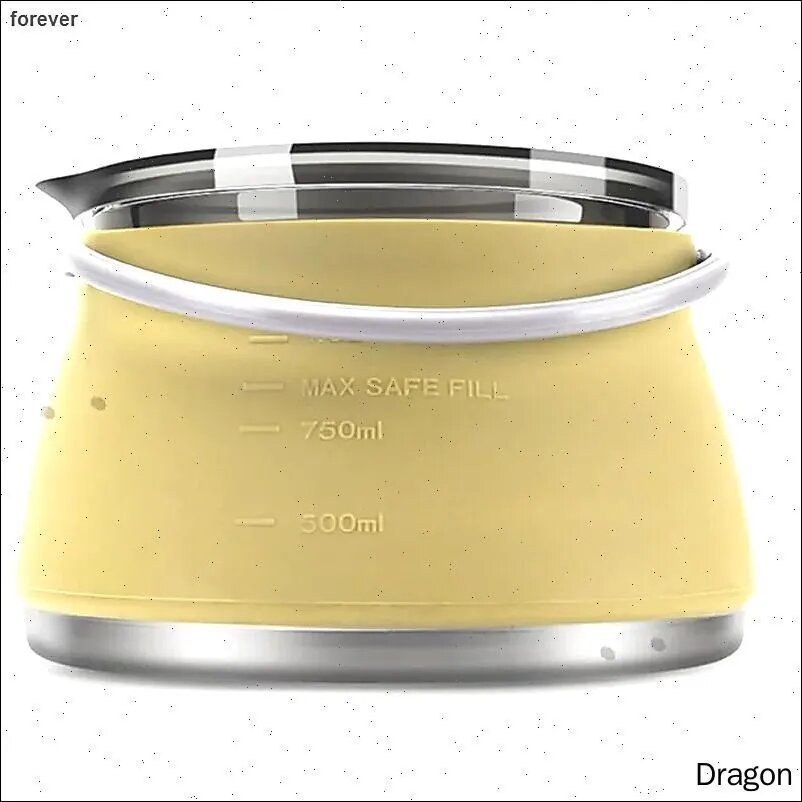 Кастрюля походная складная силиконовая со стальным дном,1000ml.