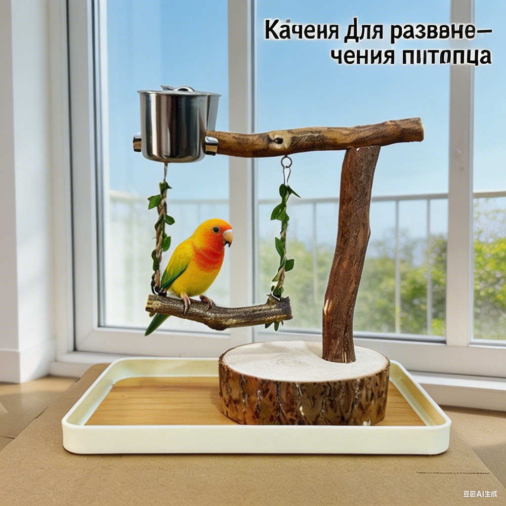 Подставка для попугаев настольная, натуральное дерево, качели, волнистых, неразлучников, корелл