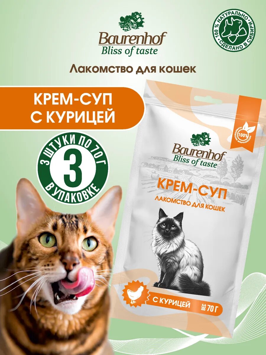Лакомство для кошек крем-суп с курицей