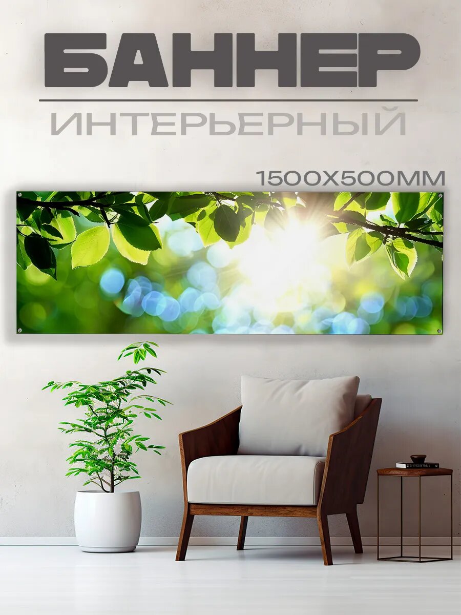 Постер на стену баннер Солнечные лучи сквозь листву