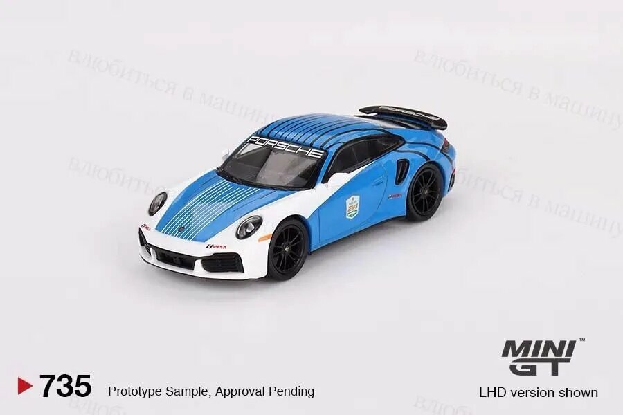 Машинка TSM Mini GT 1/64 #735 Porsche 911 (992) Turbo S Safety Car 2023 IMSA Daytona 24Hrs Die-cast Alloy Car Model Collection Gift