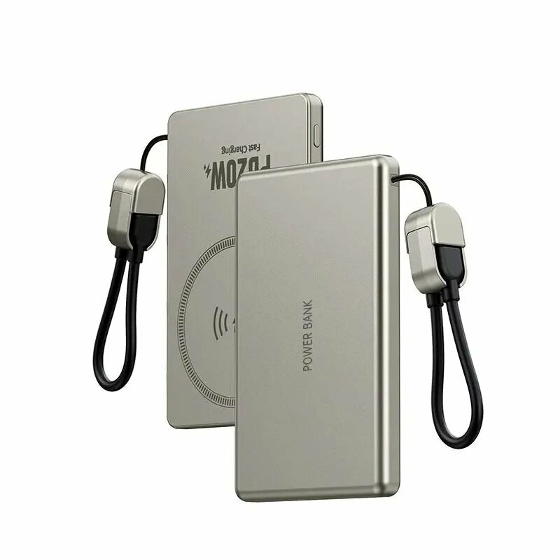 (золотой) Сертифицирован CCC, Беспроводная Power Bank 5000 mAh с MagSafe , Совместим с iPhone Android , Проводная быстрая зарядка PD 20W , Ультратонкий 8мм , Для телефона , Для авиаперелетов