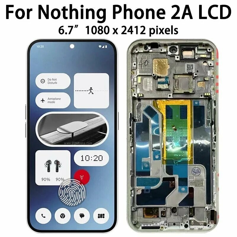 6,7-дюймовый AMOLED-дисплей для телефона Nothing Phone (2A), Nothing Phone 2a, A142, ЖК-дисплей с рамкой, сенсорный экран, панель управления, синий.