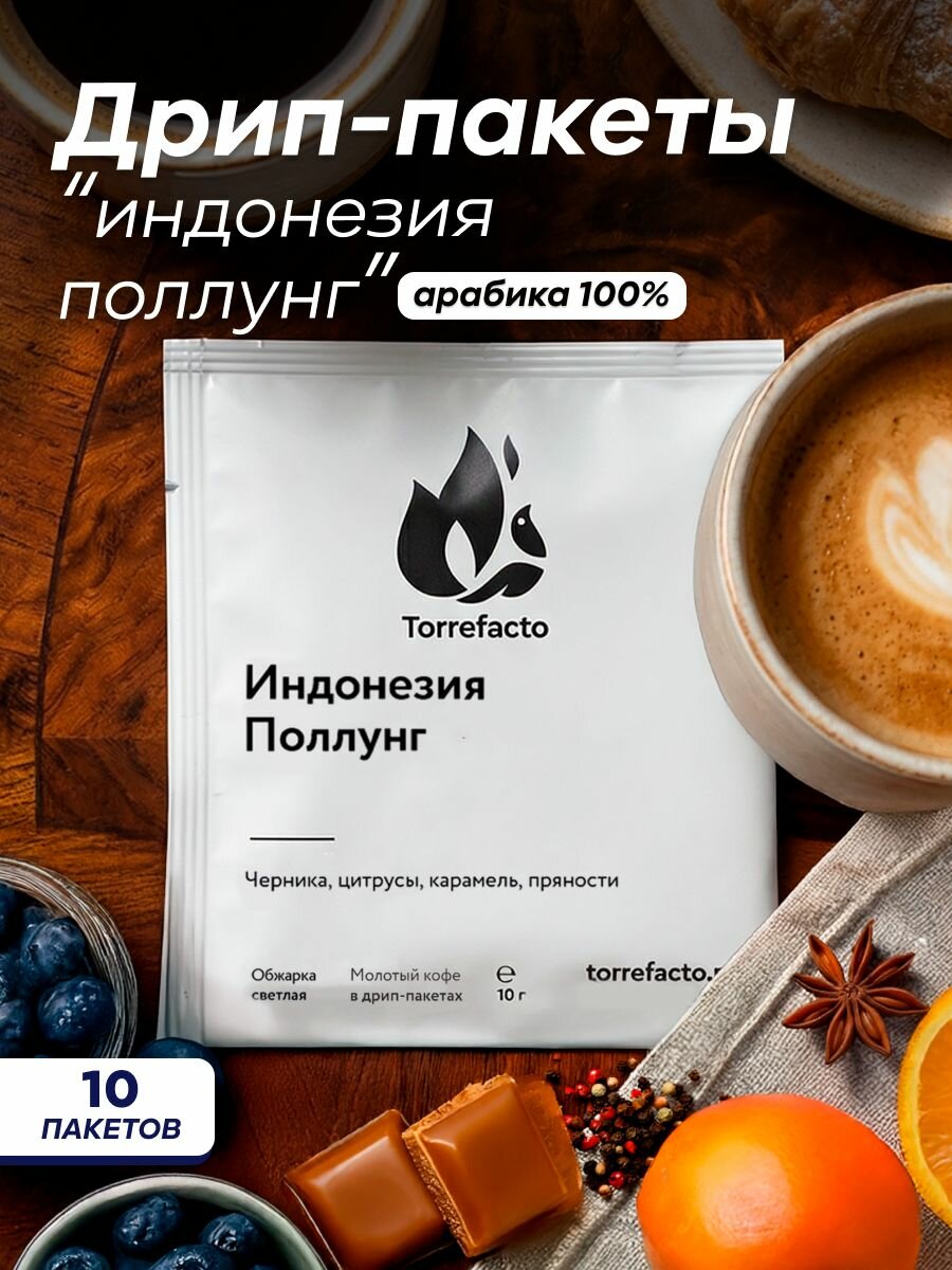 Кофе в дрип-пакетах Torrefacto Индонезия Поллунг, арабика 100%, 10 шт.