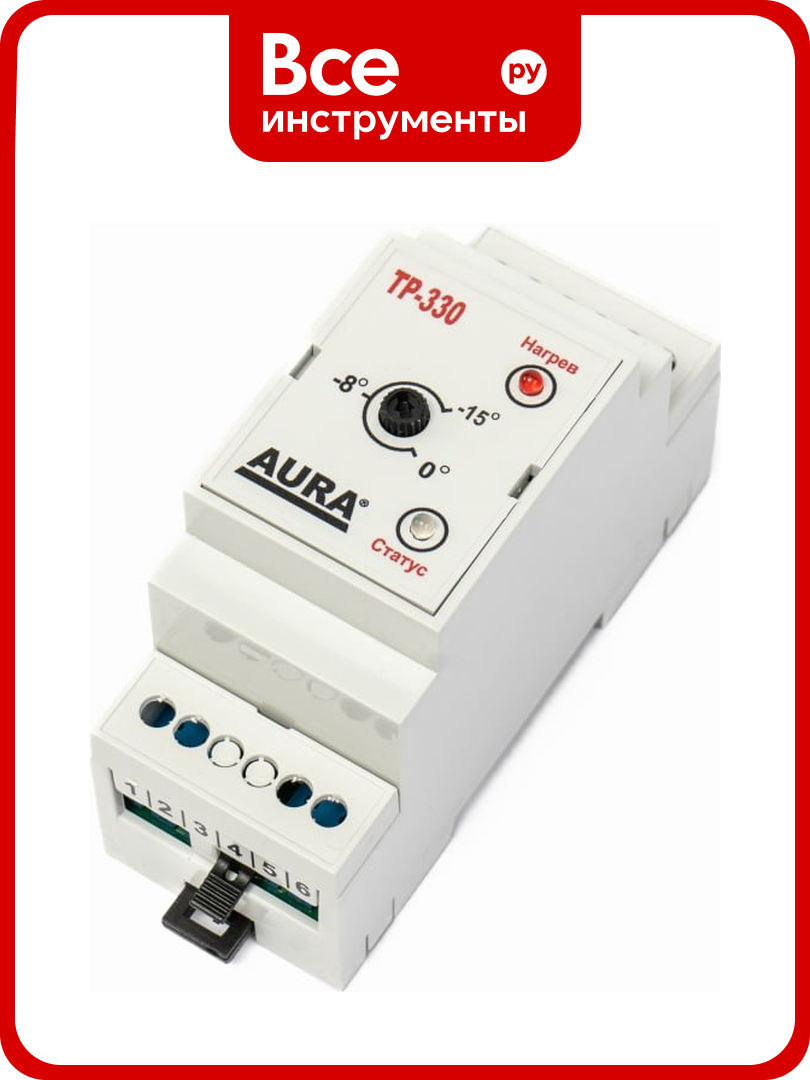Терморегулятор ТР-330 с датчиком AURA 080164, механический, прямоугольный корпус, программируемый