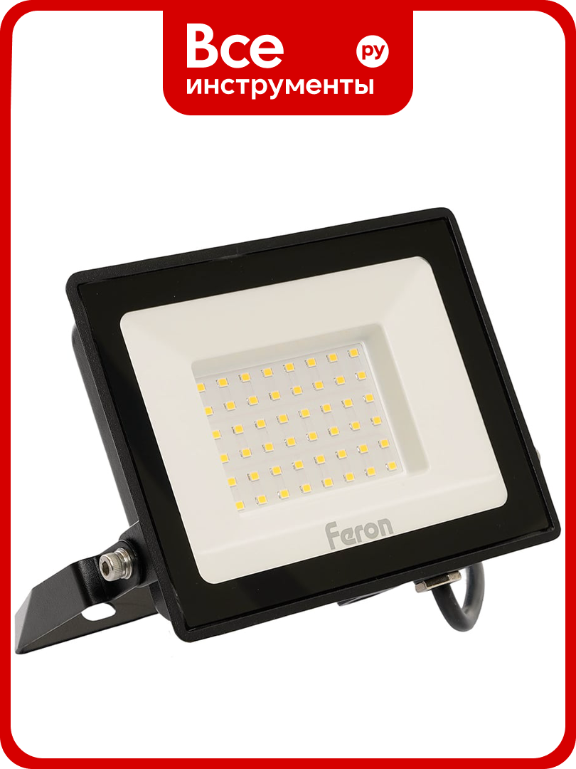 Светодиодный прожектор 2835 SMD 50W 6400K IP65 AC220V/50Hz, черный Feron LL-921 32102